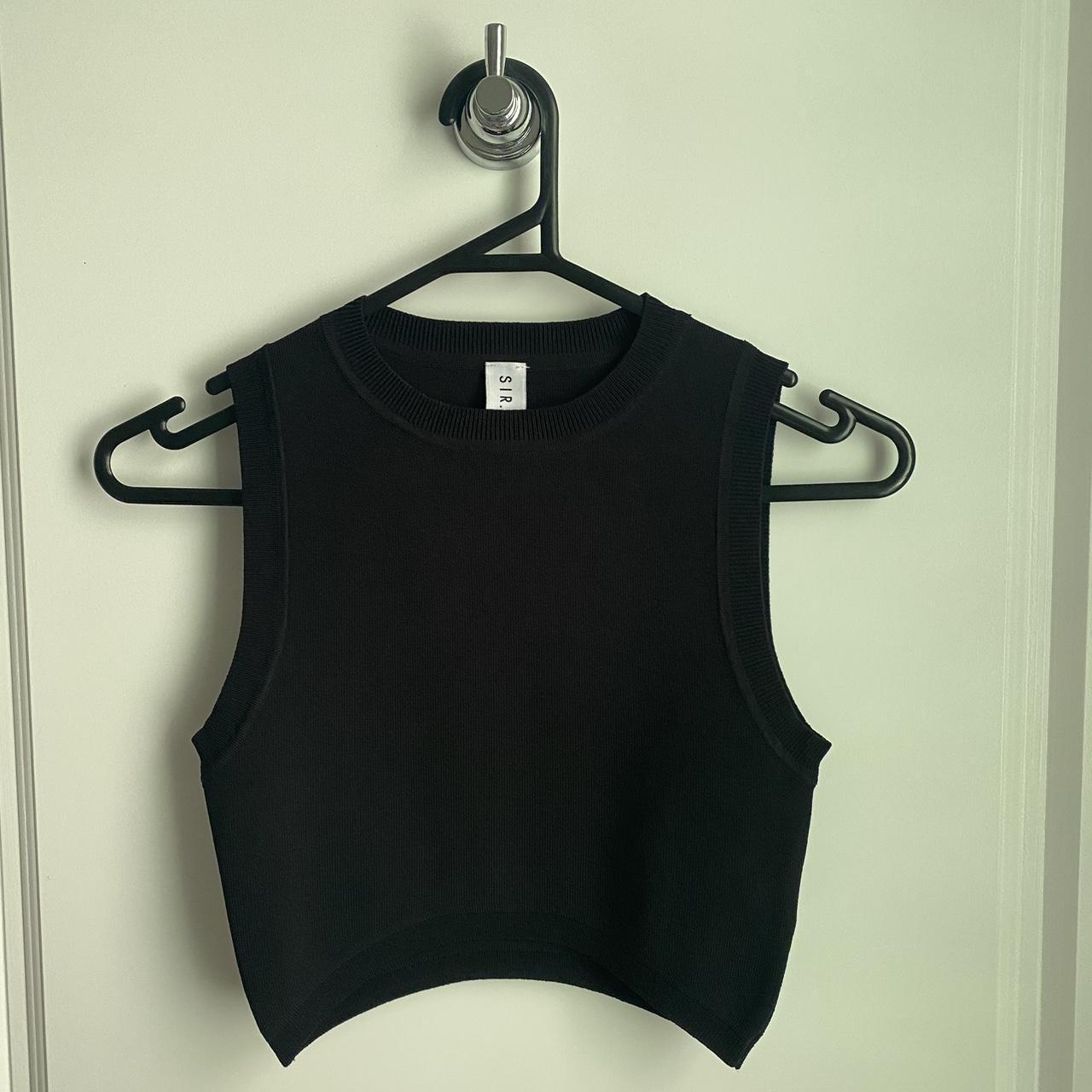 SIR black ribbed cropped tank. Curved hem. Excellent... - Depop
