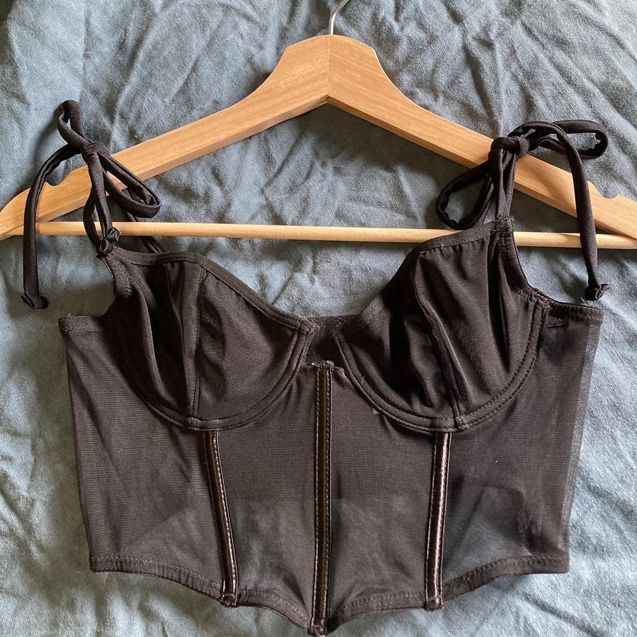 Kat The Label black mesh corset Size S Lined cups,... - Depop