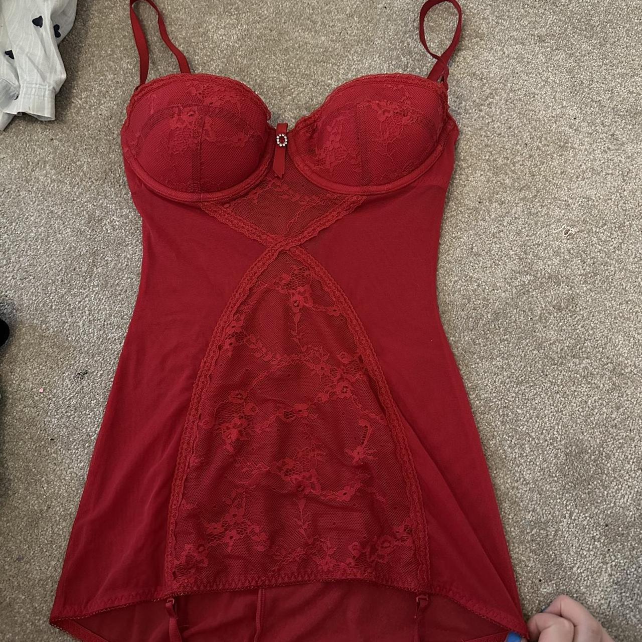 Red Ann summers mesh lace corset top Size 10 Push... - Depop