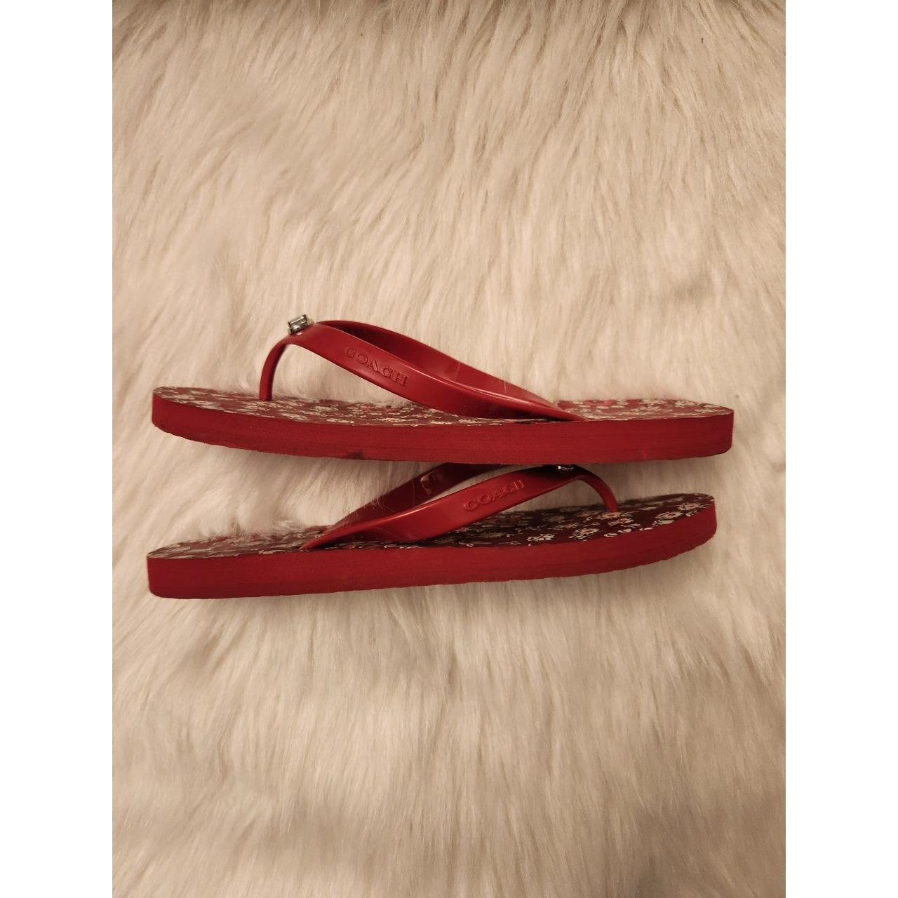 Coach Women's Red Flipflops | Depop