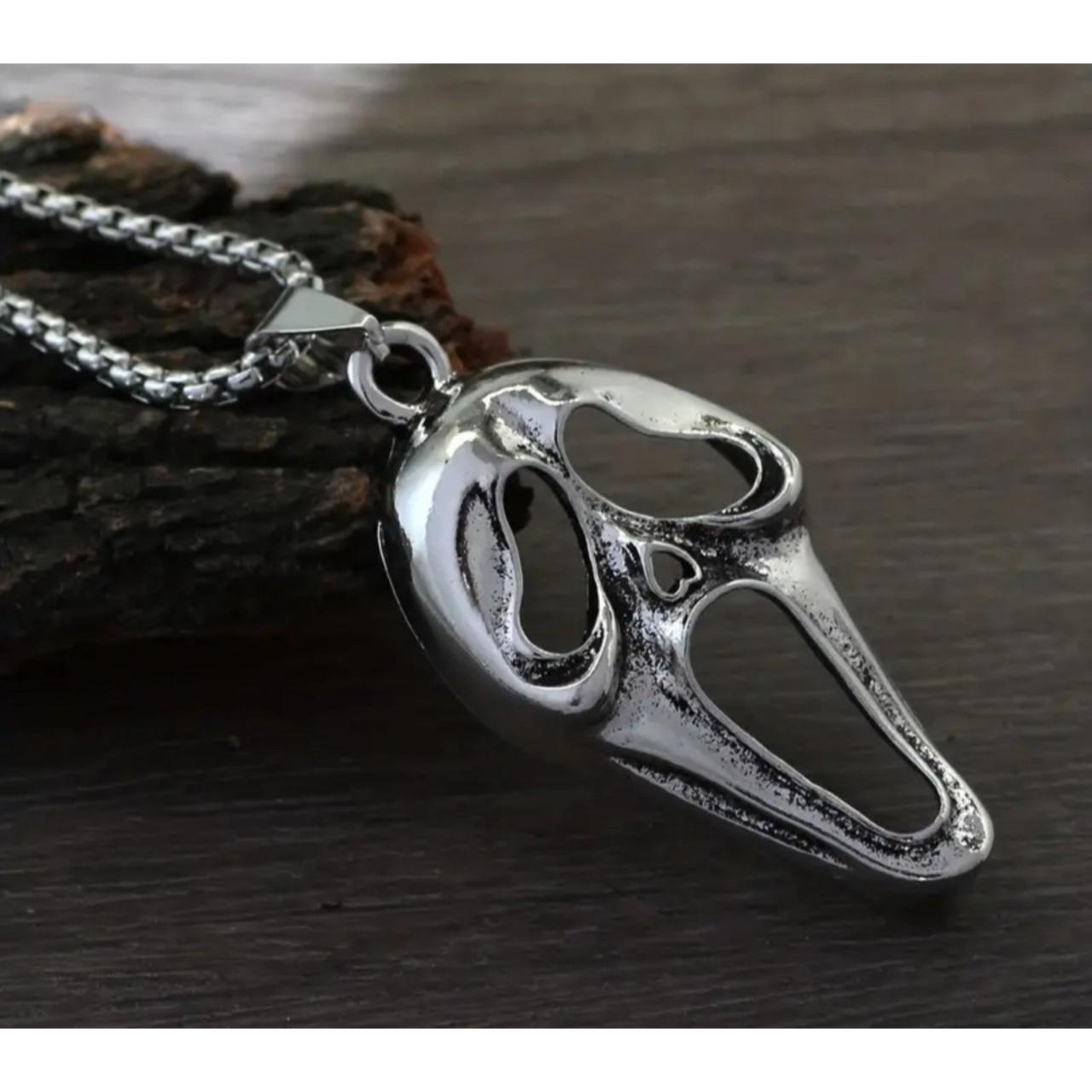 Ghostface Scream Necklace Silver colored Ghostface... - Depop