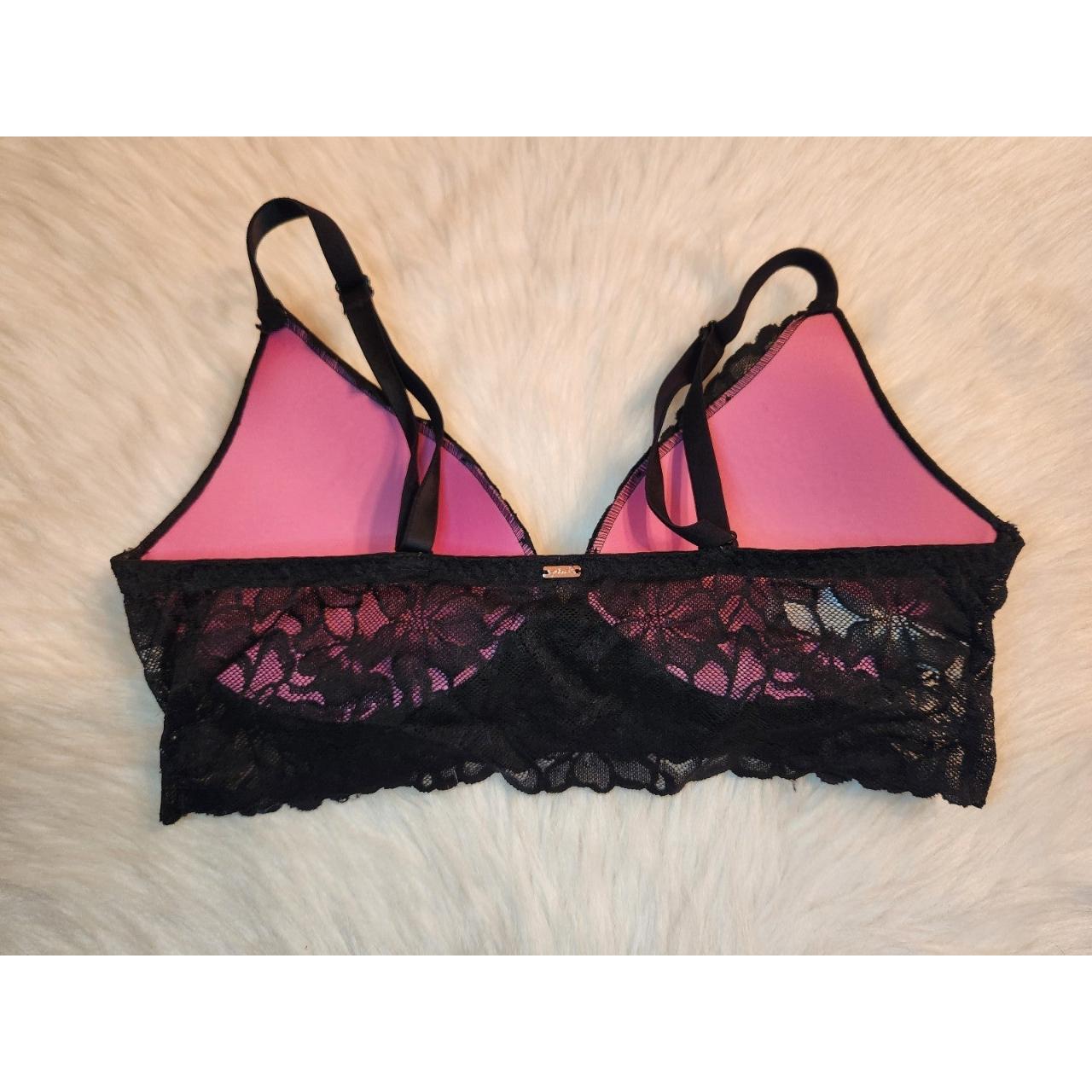 Victorias Secret PINK Black Bralette Size... - Depop