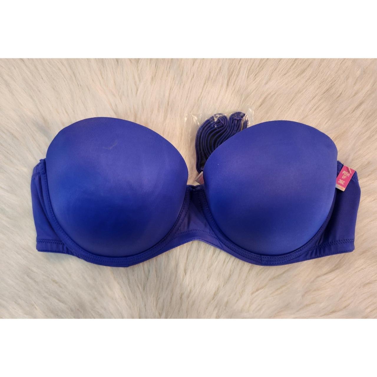 Victorias Secret Blue Push Up Strapless Bra 36C... - Depop
