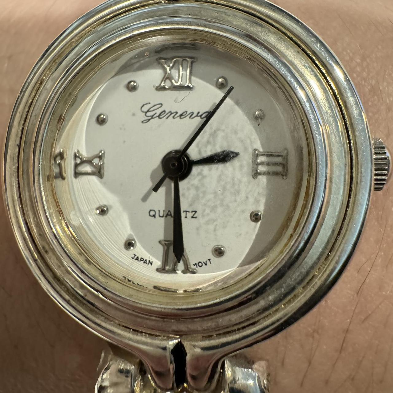 Vintage silver geneva watch 🫧 8” adjustable needs a... - Depop