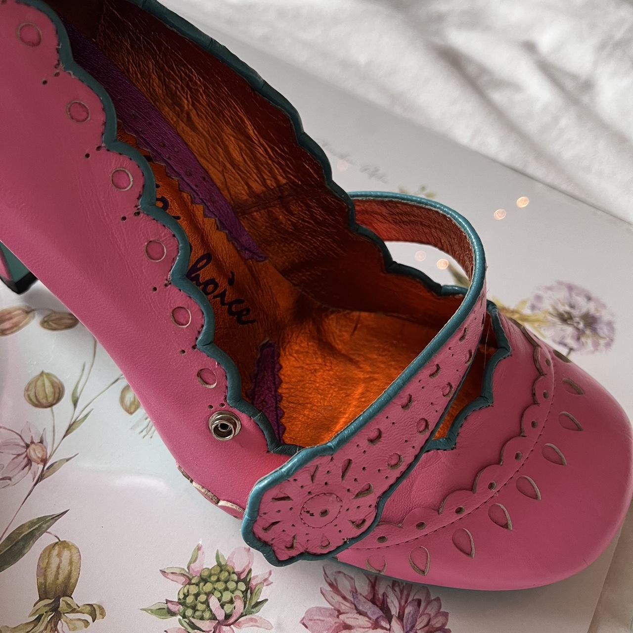 Preppy cottage core pink and turquoise heels. So... - Depop