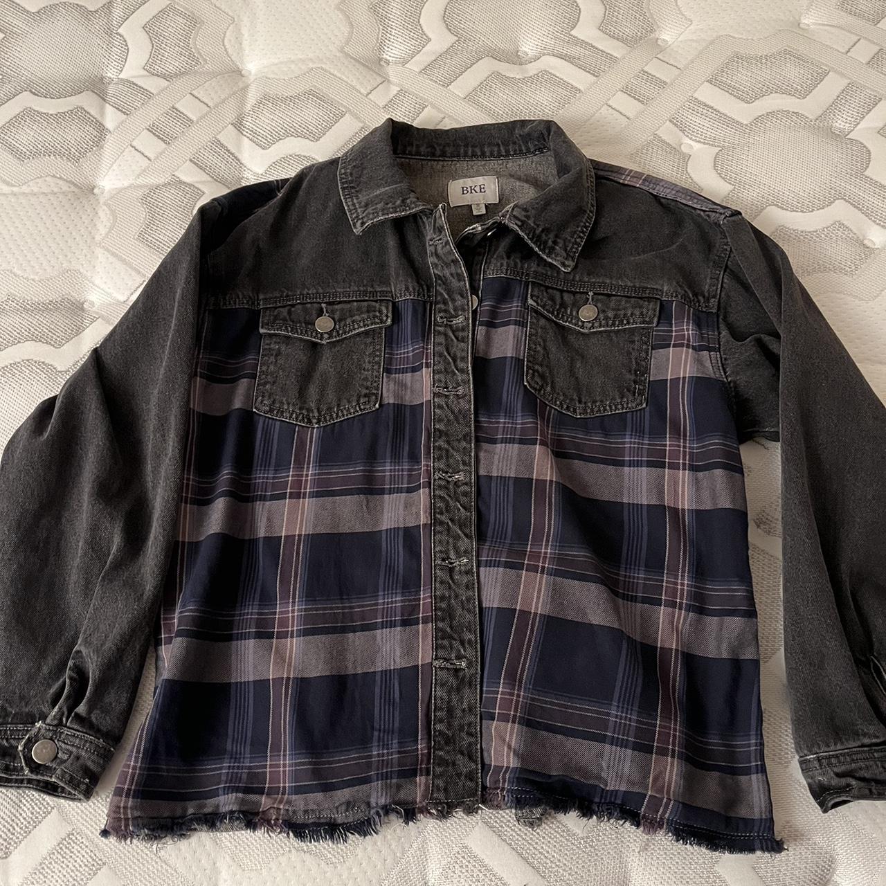 BKE Plaid Denim Jacket Vintage Denim In Good... | Depop