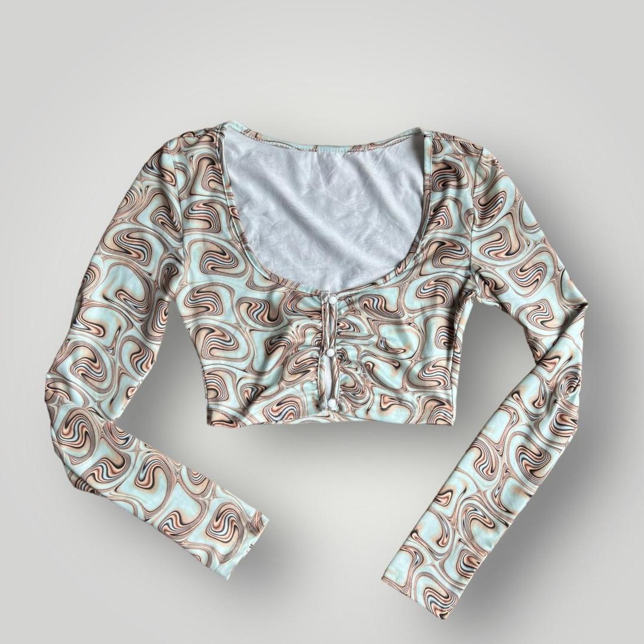 groovy longsleeve crop top size xs shein tag - Depop