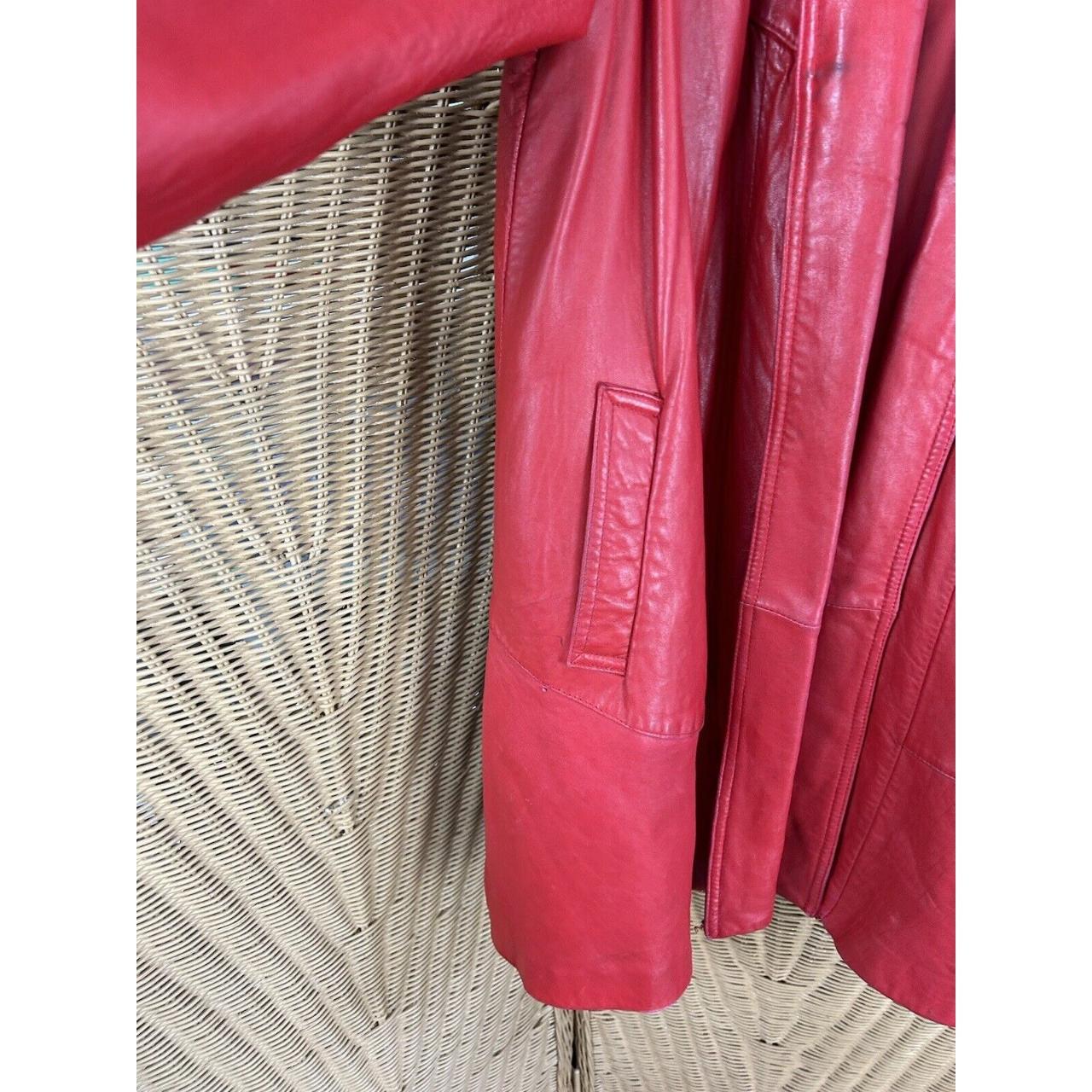 This vintage red leather jacket is the perfect... - Depop