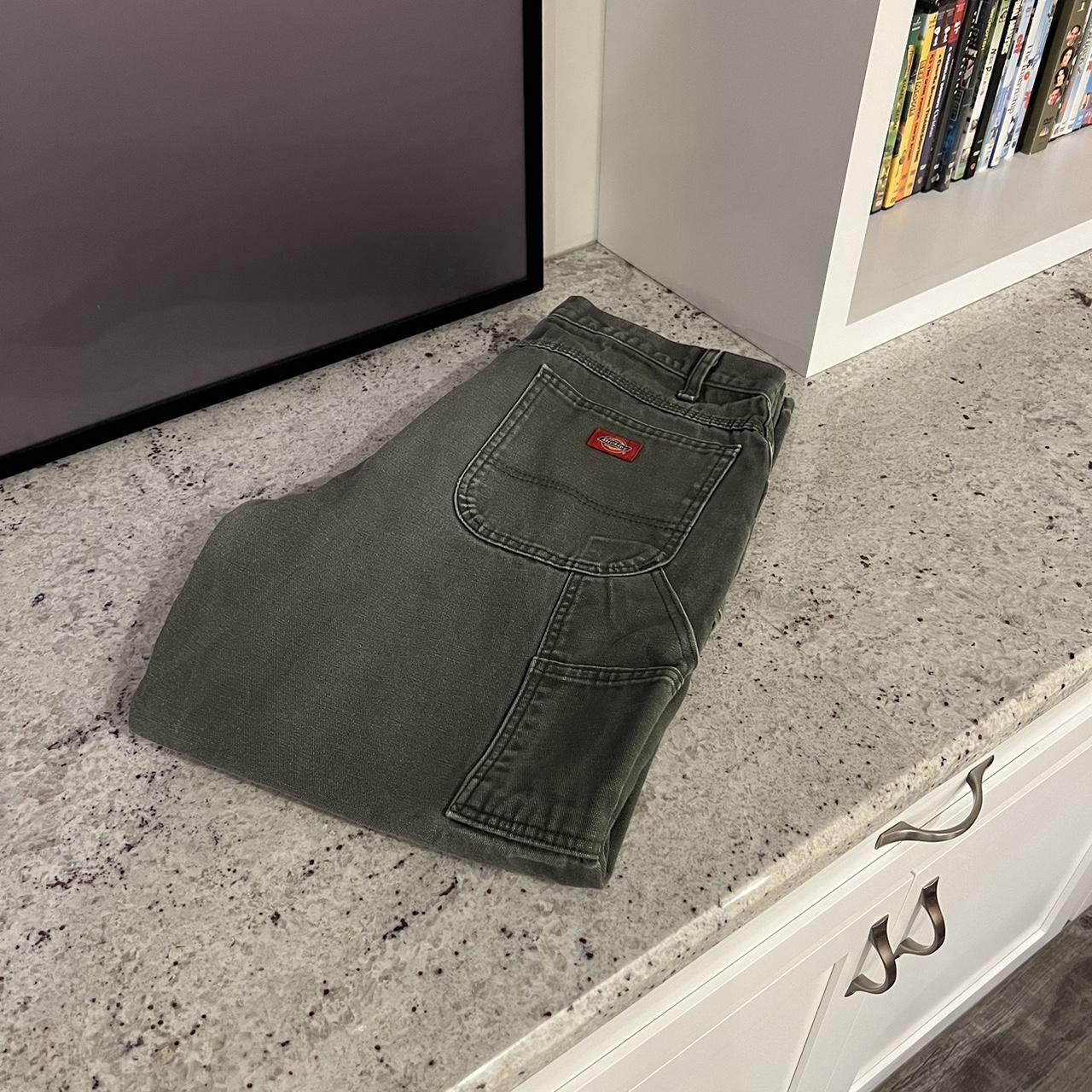 90s green dickies carpenter pants 36 x 30 - Depop