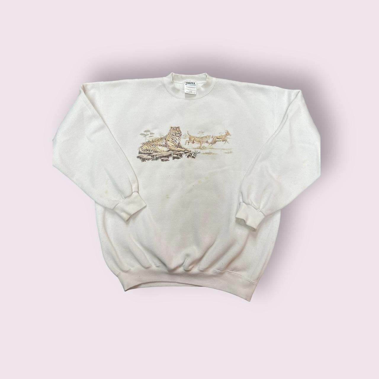 VINTAGE 90S TULTEX TIGER GRAPHIC PRINT SWEATSHIRT... - Depop