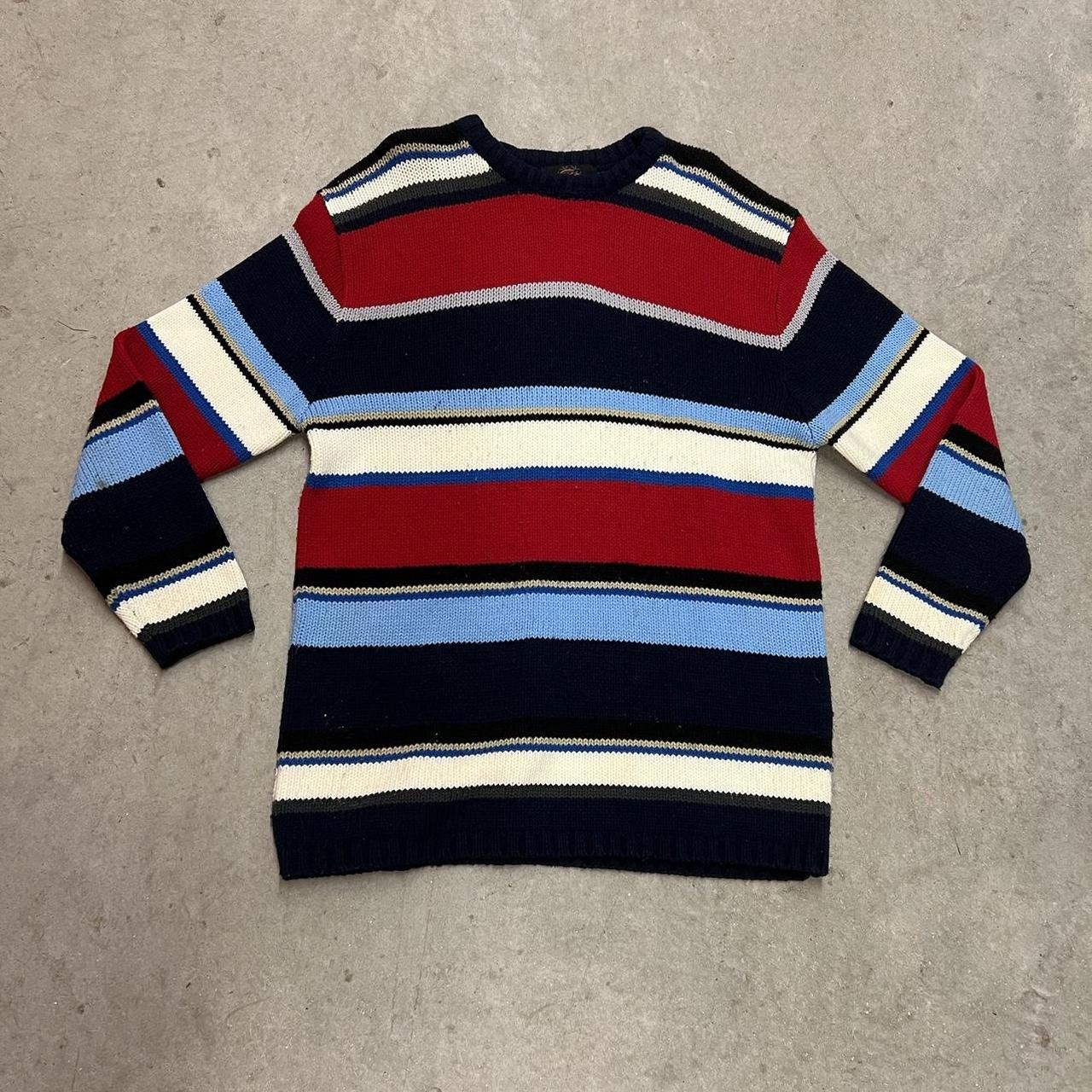Vintage Acrylic Oversized Striped Men’s Sweater Size... - Depop
