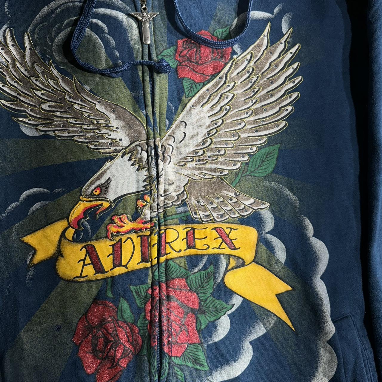 Vintage Y2K Avirex Eagle Full Zip Hoodie Sweatshirt... - Depop