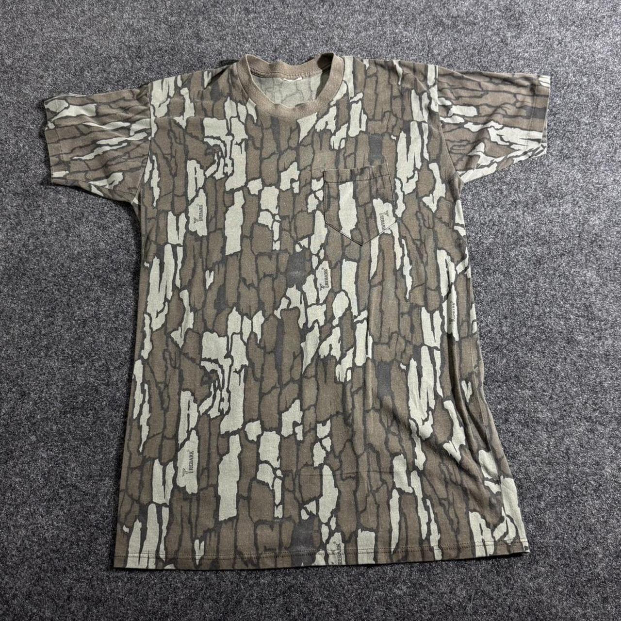 Vintage 90s Treebark Camo Essential Pocket Tshirt... | Depop