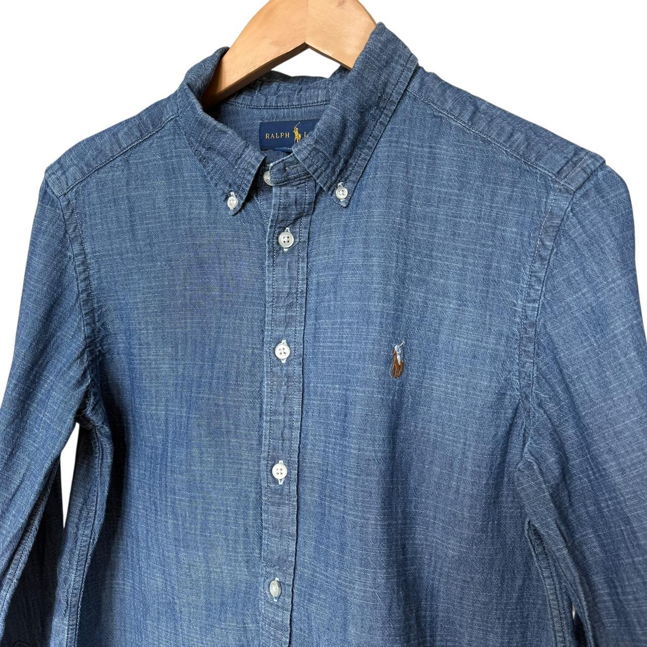 Ralph Lauren Boys Blue Chambray Long Sleeve... | Depop