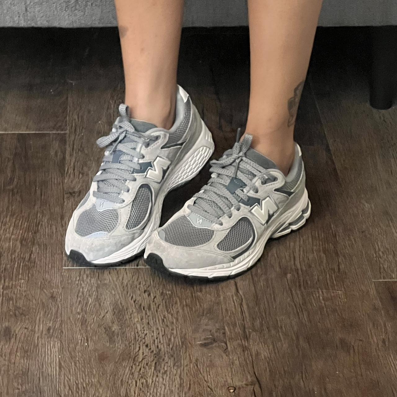 new balance grey 2002r kids sneaker - fits a size 7... - Depop