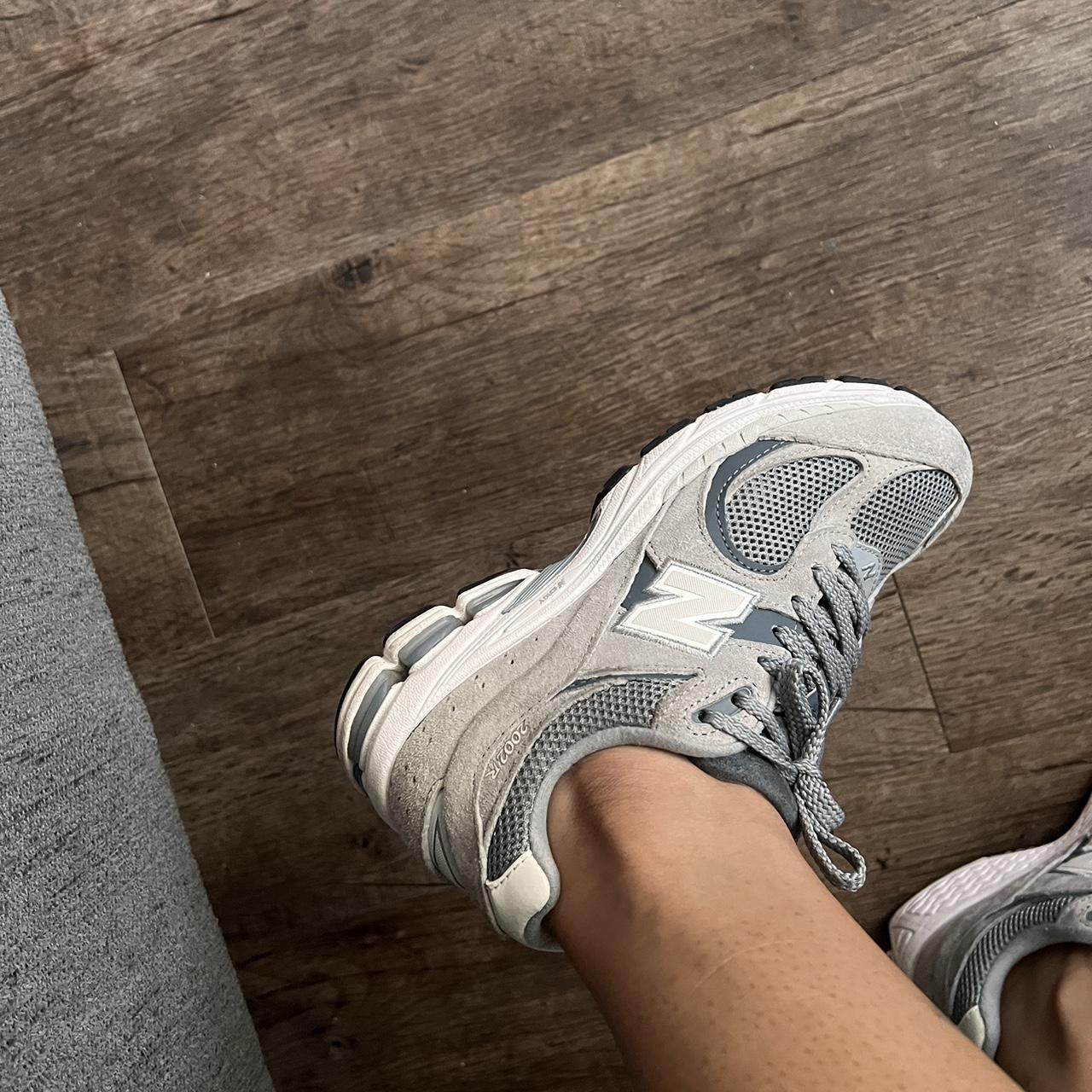 new balance grey 2002r kids sneaker - fits a size 7... - Depop