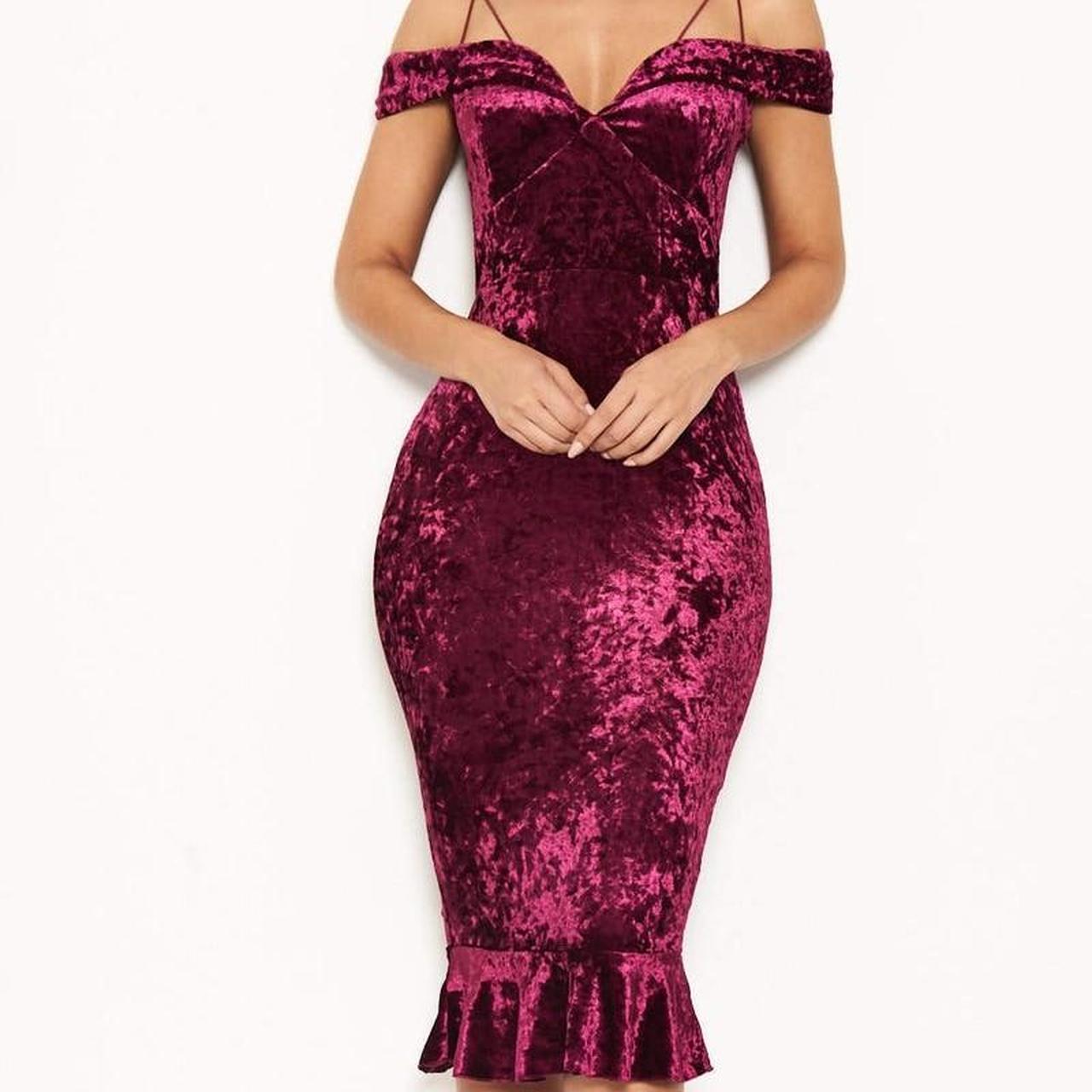AX Paris Off The Shoulder Velvet Dress Size 10,... - Depop