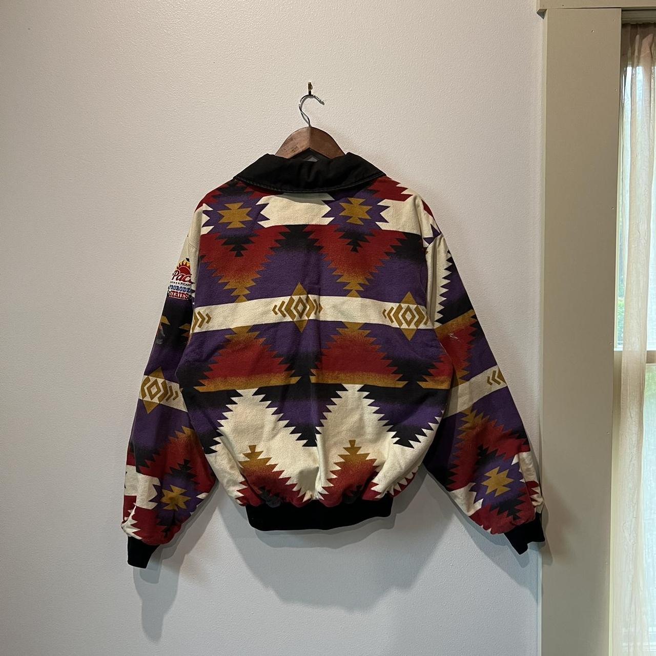 vintage reversible aztec jacket size large in... - Depop