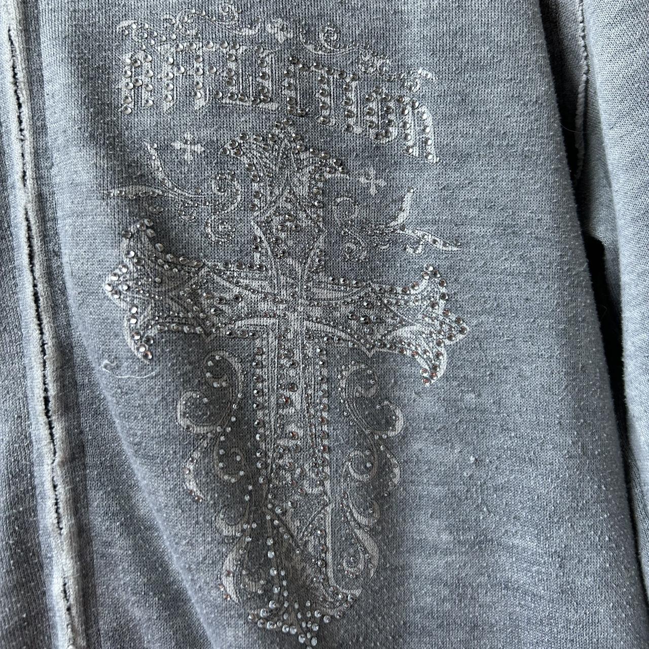 Affliction Women's Grey and White Jacket | Depop