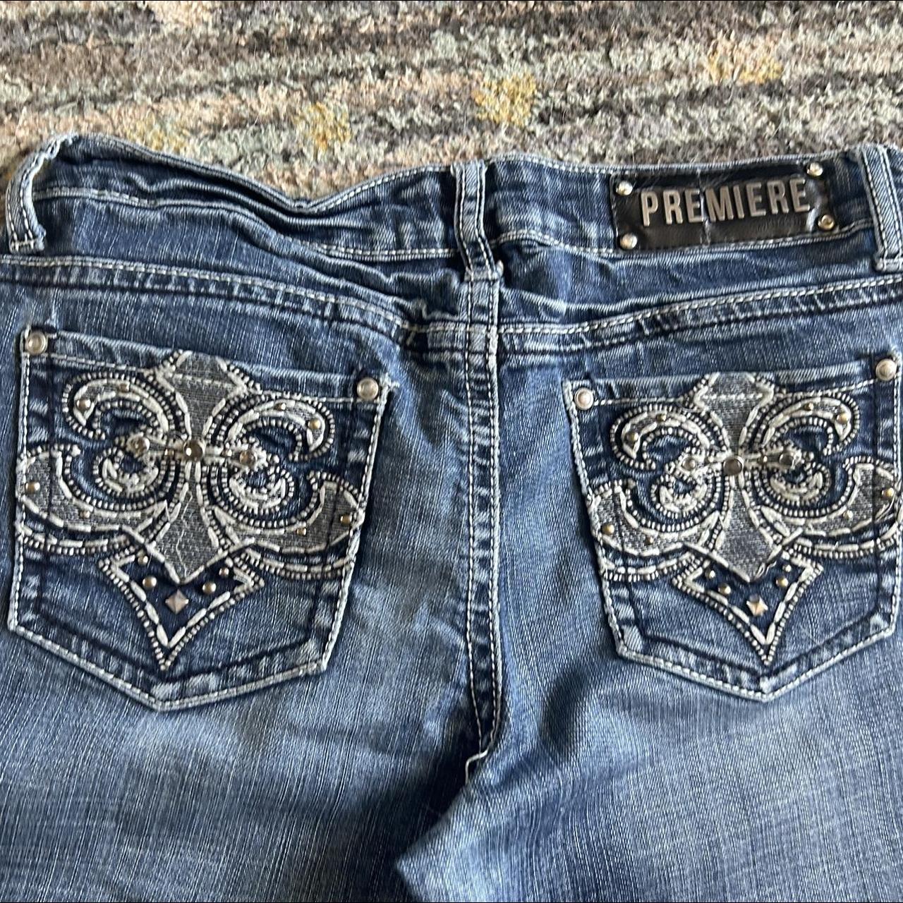 Y2K bedazzled jeans Mcbling, rock revival, true... - Depop