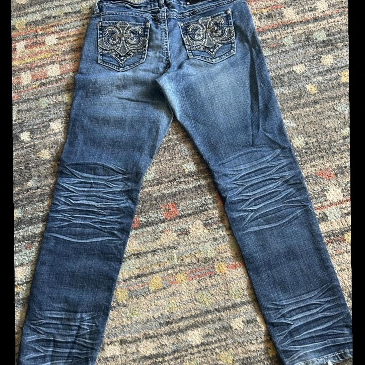 Y2K bedazzled jeans Mcbling, rock revival, true... - Depop