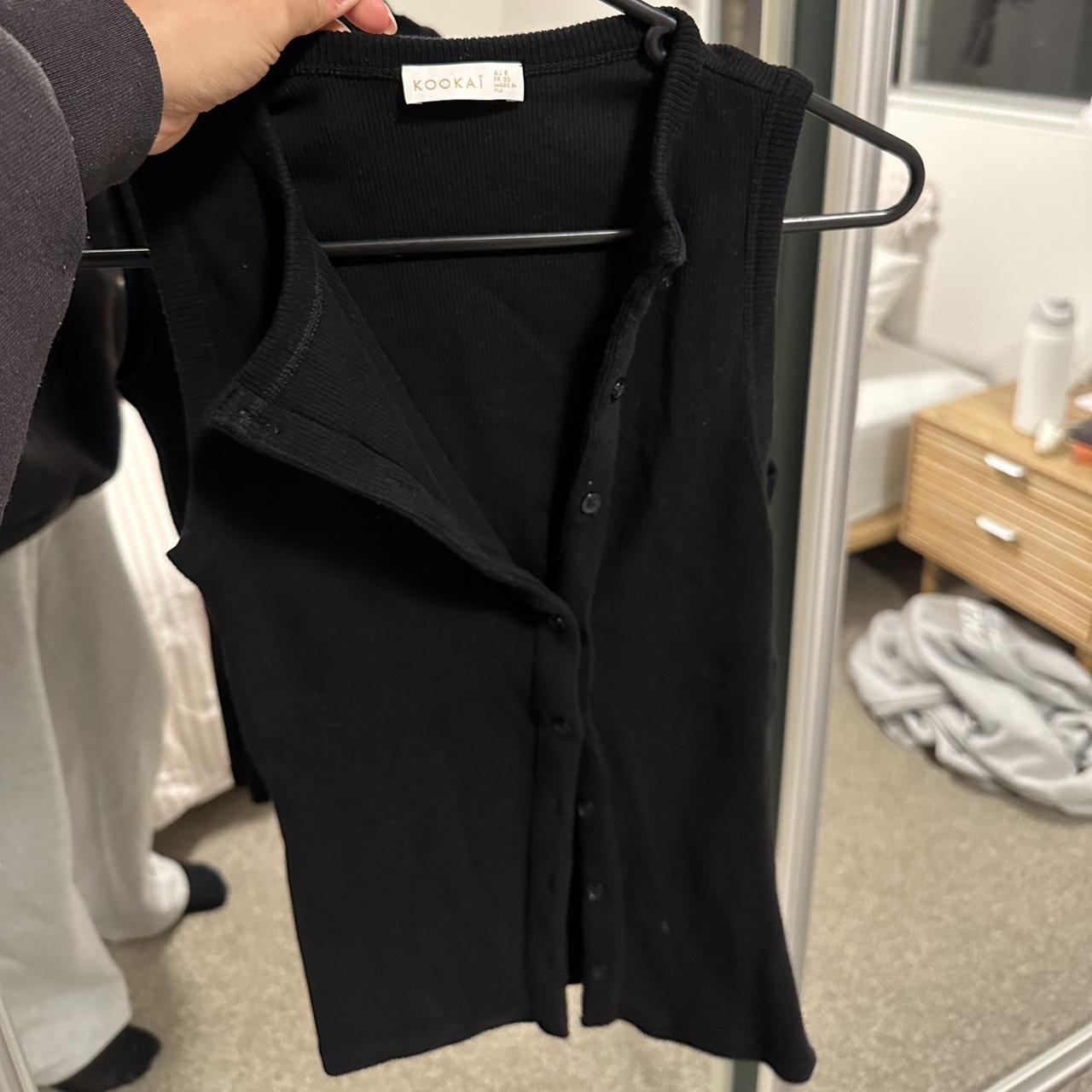 KOOKAI BEC BUTTON TANK - Black Size: 8 Condition:... - Depop