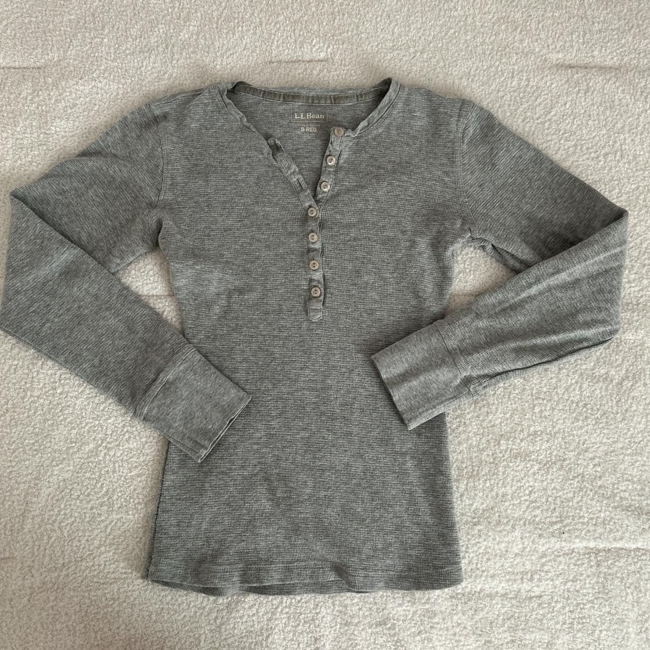 ☁️🩶 ♡ 2000s grey henley long sleeve top ♡ elena... - Depop