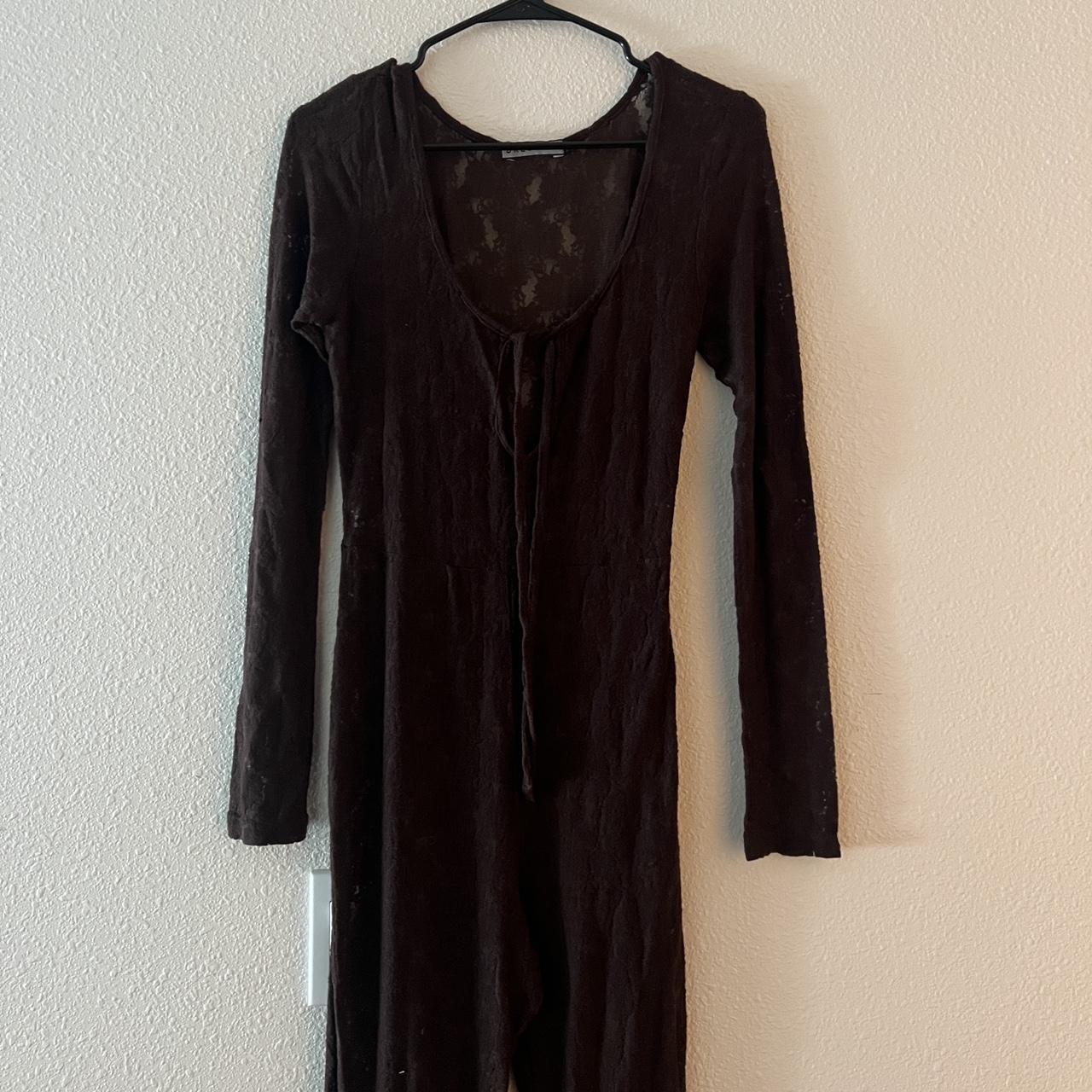 brown lace bodysuit, flared at the bottom uhh idk... | Depop