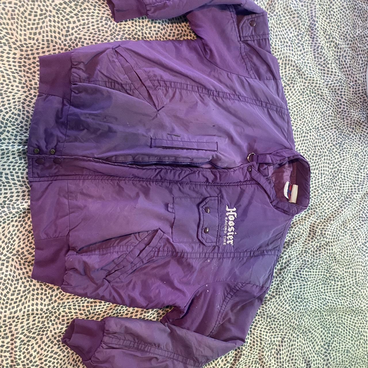 90s purple hoosier racing tires size xl jacket with... - Depop