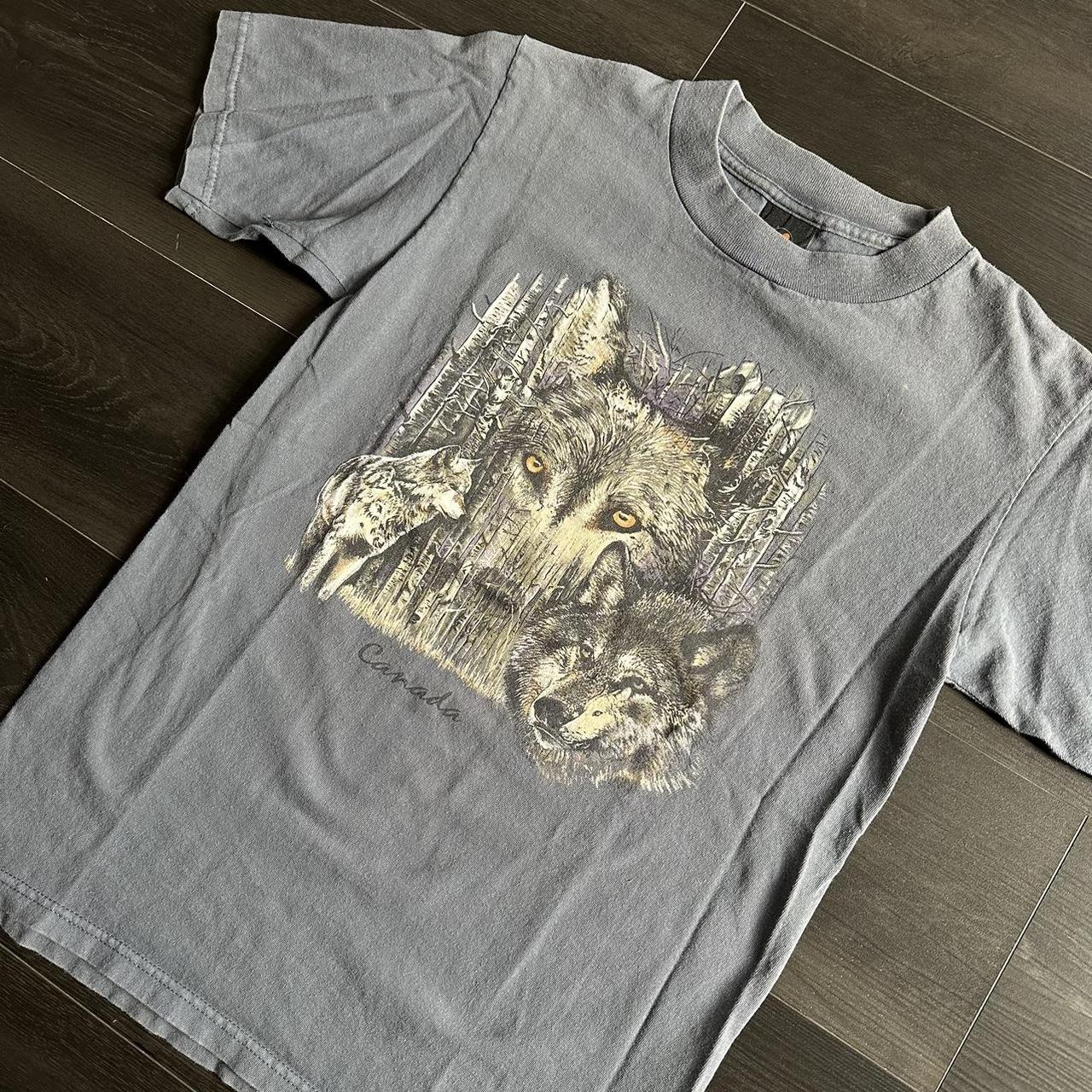 Y2K Canada Animal Nature Wolf T Shirt Size Medium - Depop