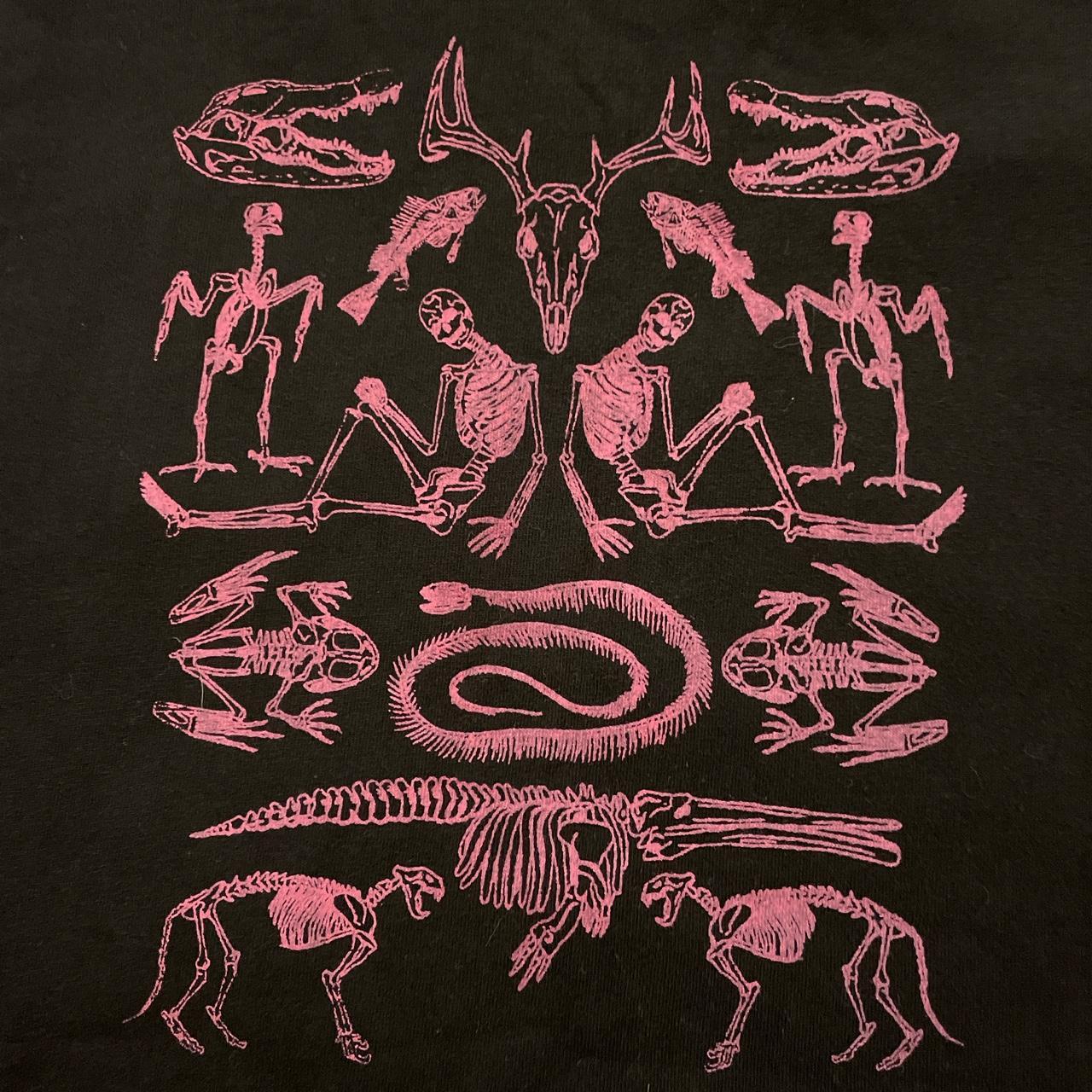 Bones screen print design on black t shirt with... - Depop
