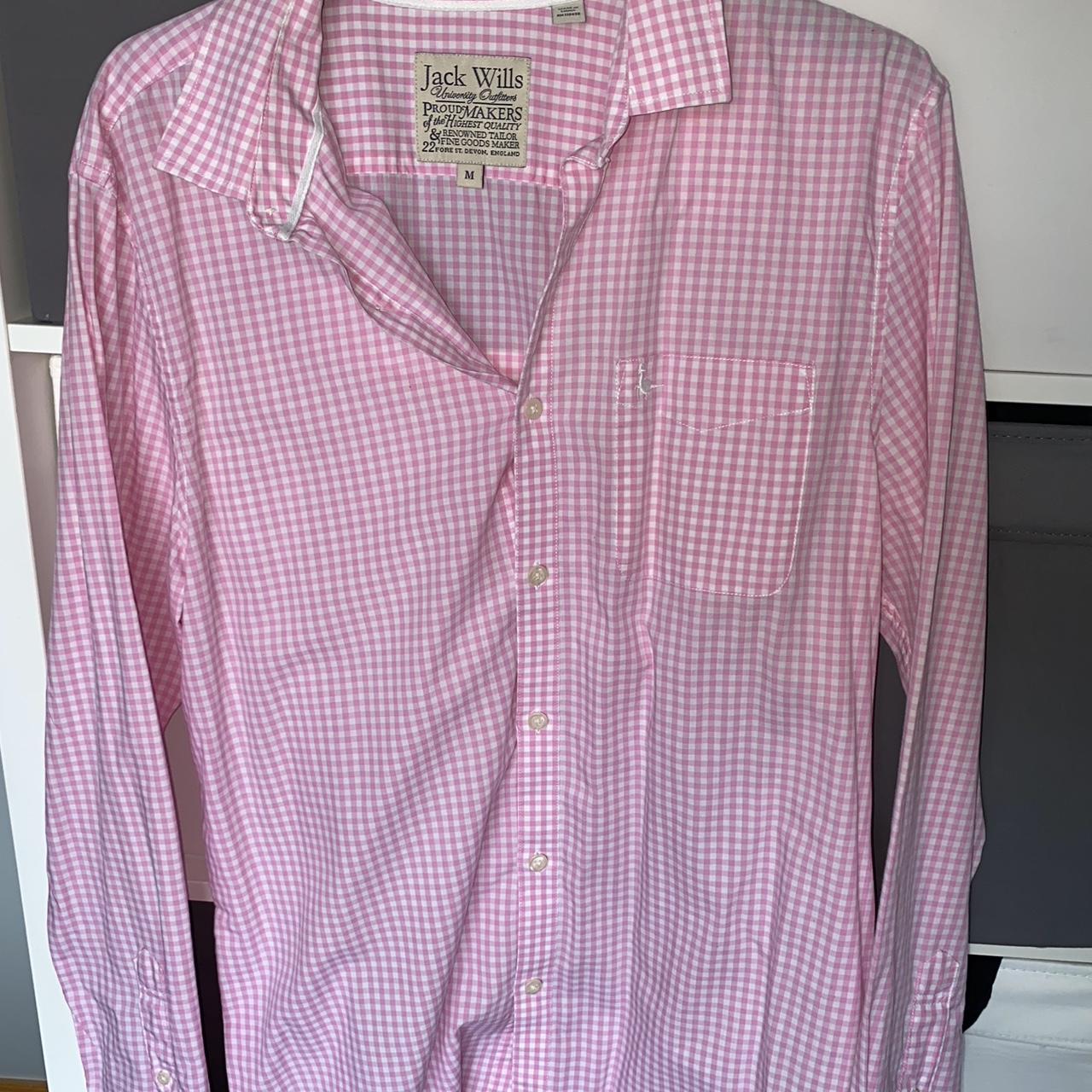 Jack Wills Pink Gingham check shirt, Medium... - Depop