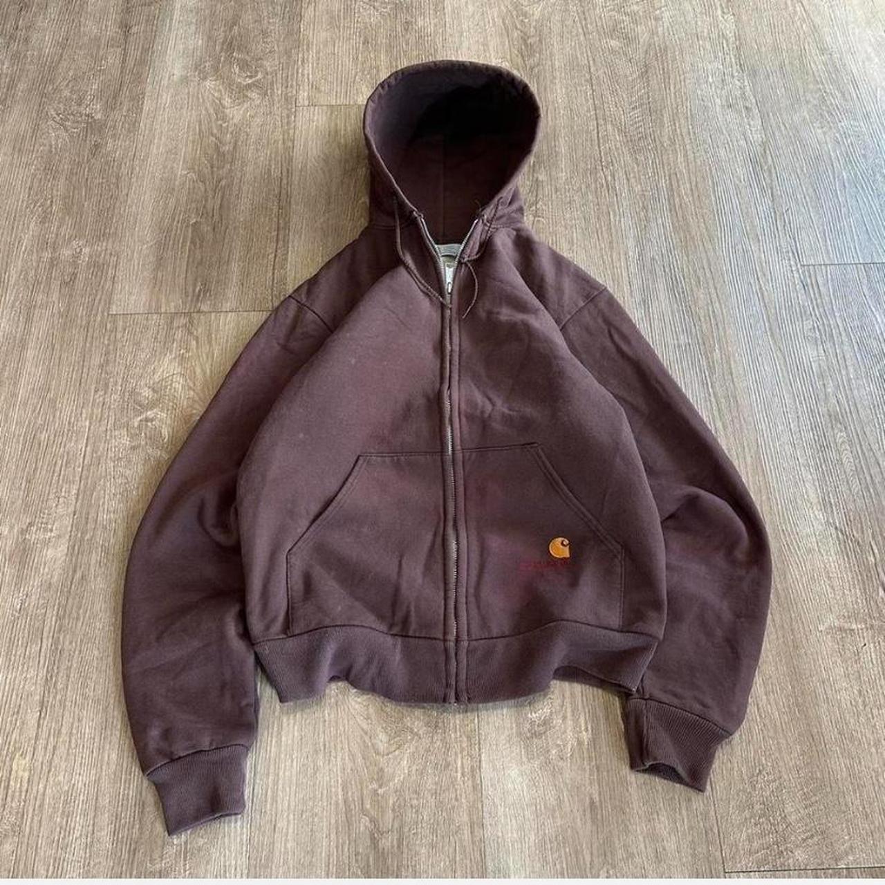 Vintage 90’s Chocolate Brown Carhartt Zip Up Thermal... - Depop
