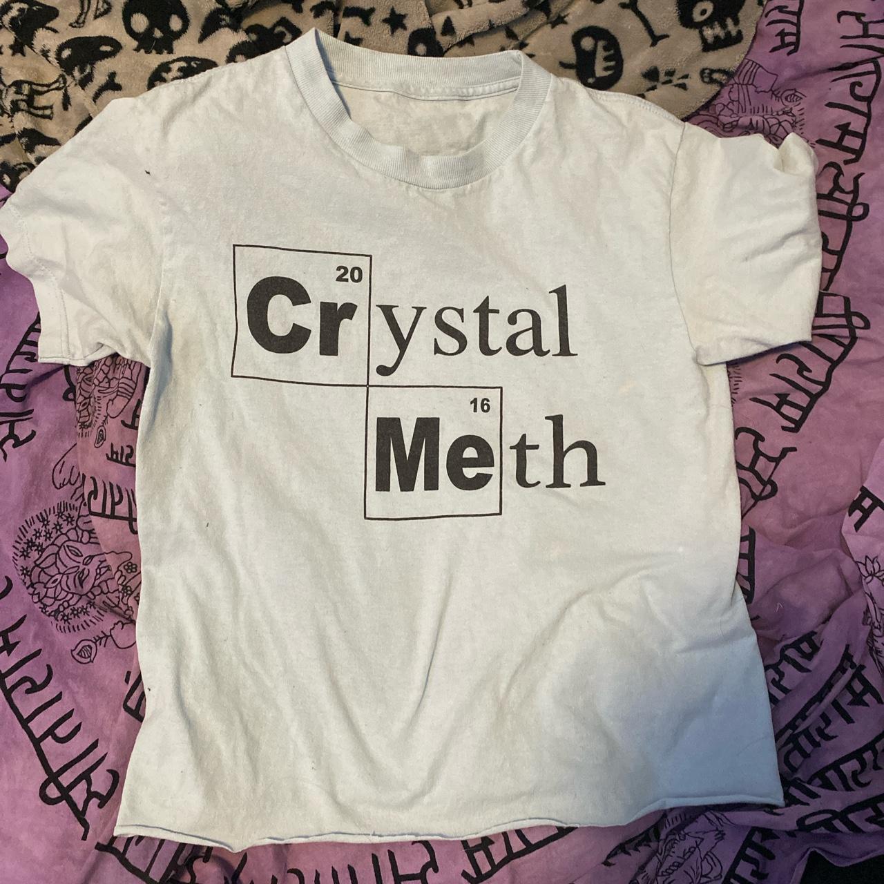 blue cropped crystal meth shirt -no tags fits like a... - Depop