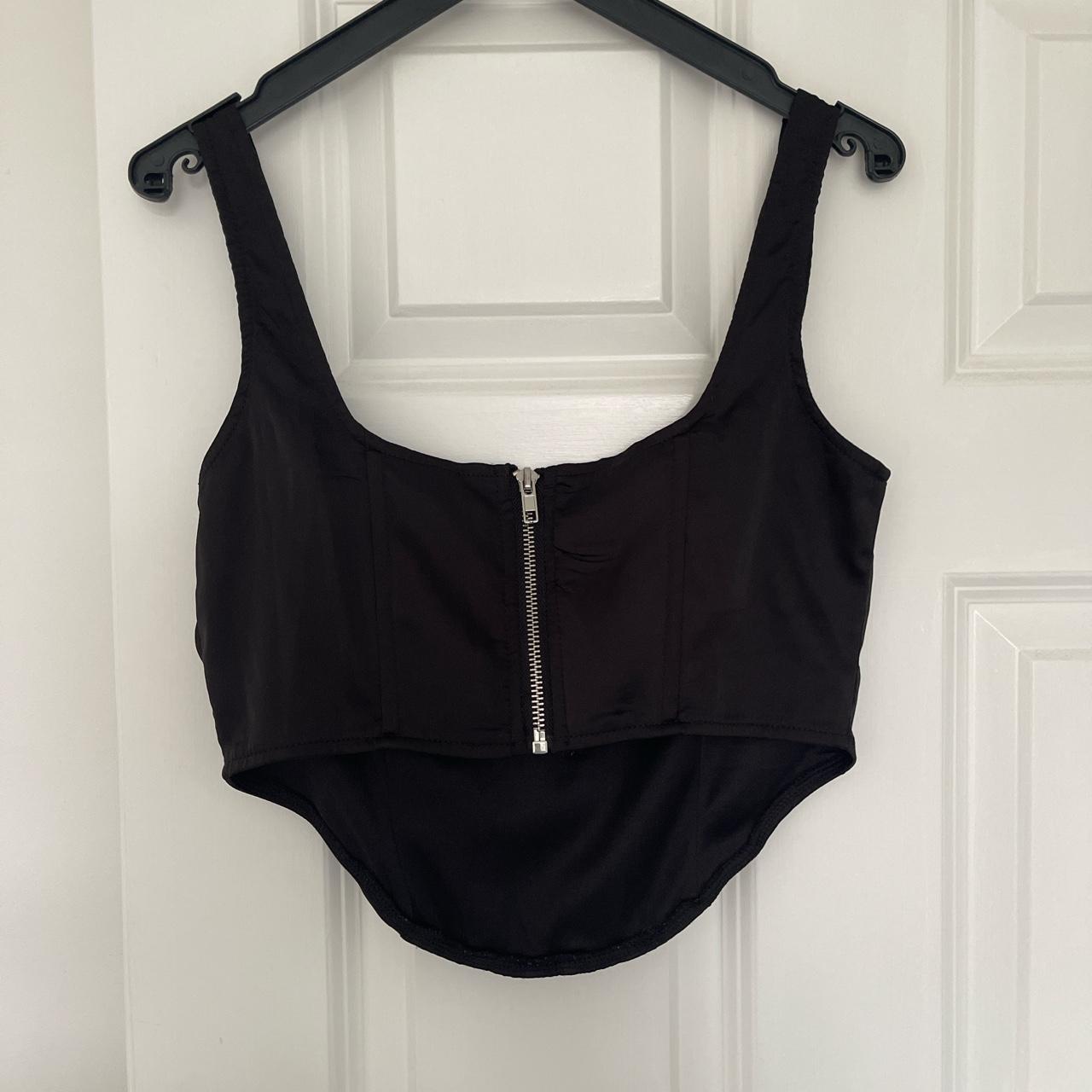 Black corset with zip. Worn once, great condition, - Depop