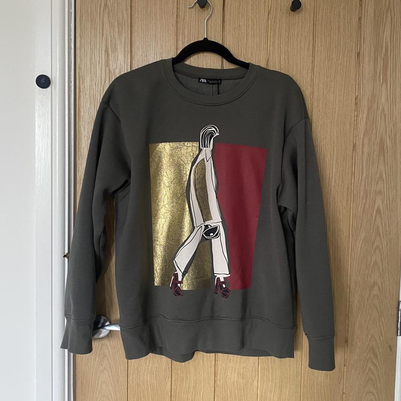 Khaki Over Sized Zara Jumper Size Small Never Worn Depop