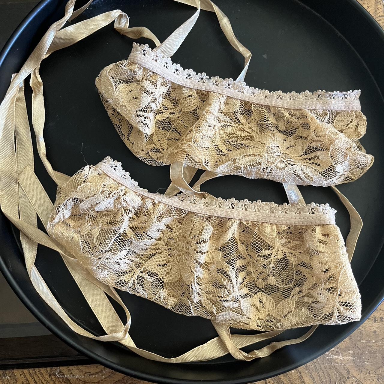 lace heel socks with ribbons | Depop