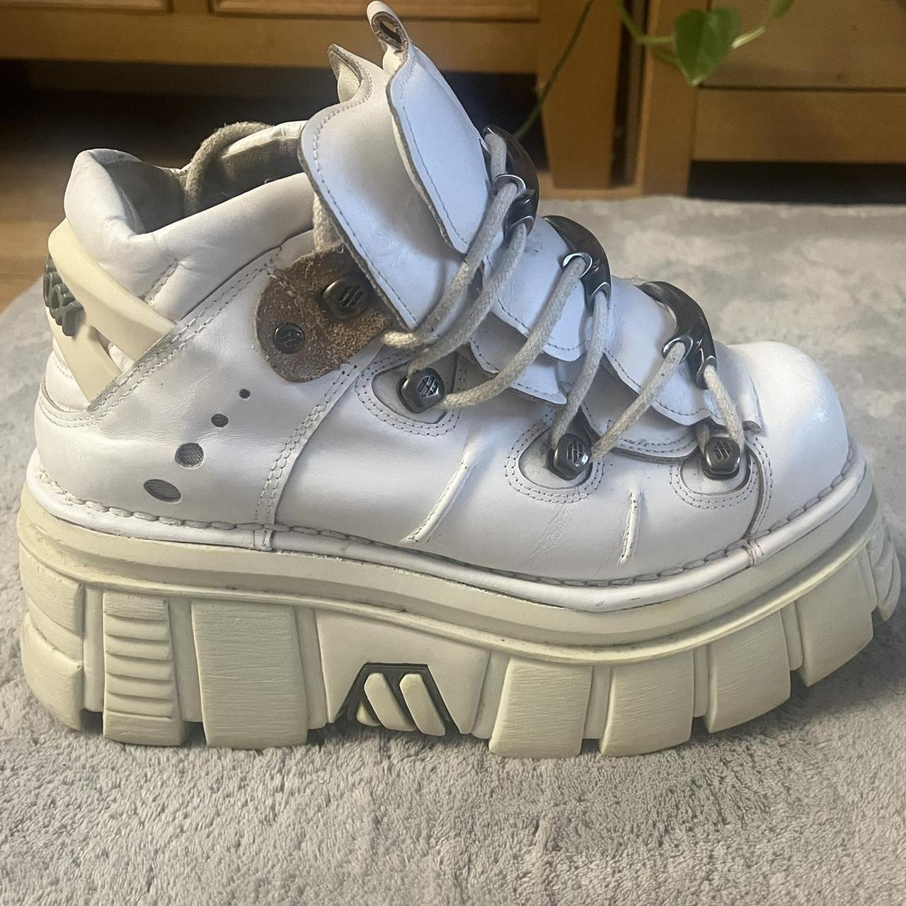 New Rock Boots White vintage white new rocks size... - Depop