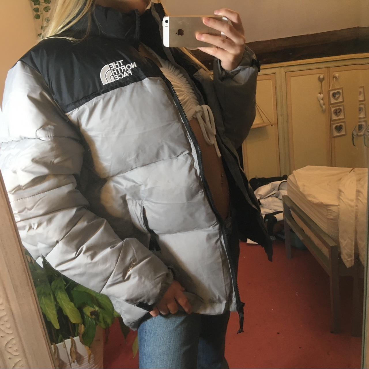 Light grey the north face puffer puffa 700 nuptse... - Depop