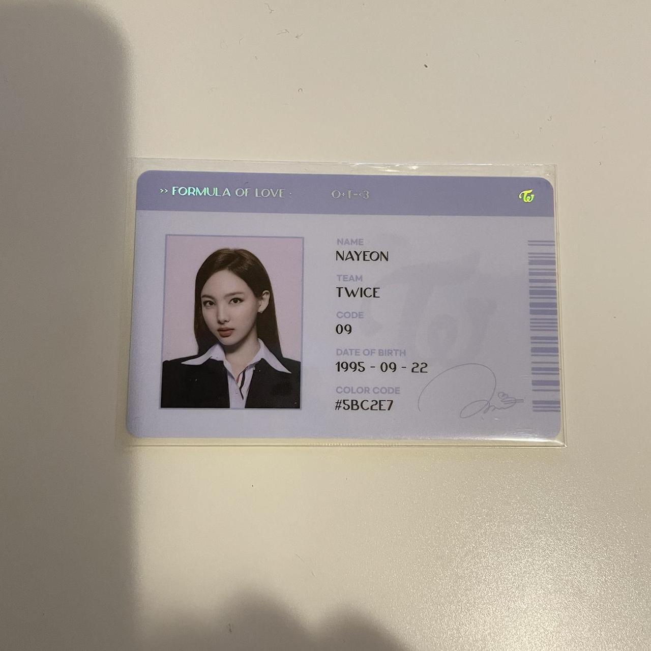 twice Nayeon formula of love id card Send with... - Depop