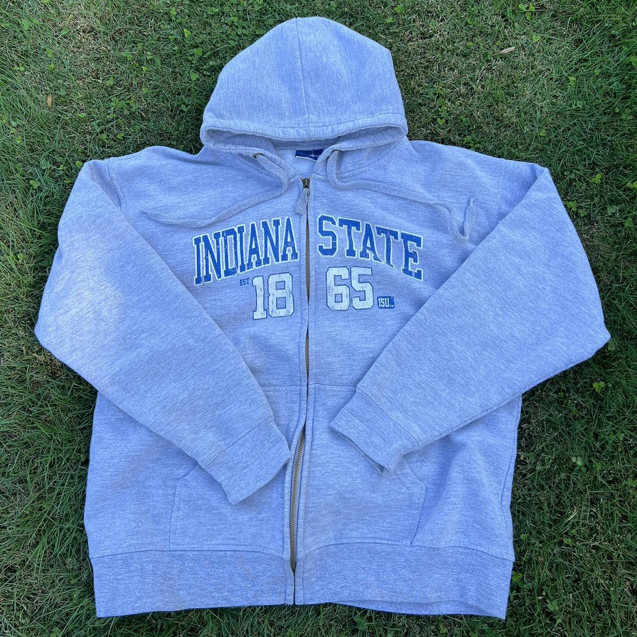 Vintage Indiana State zip up hoodie, marked M, fits L. - Depop