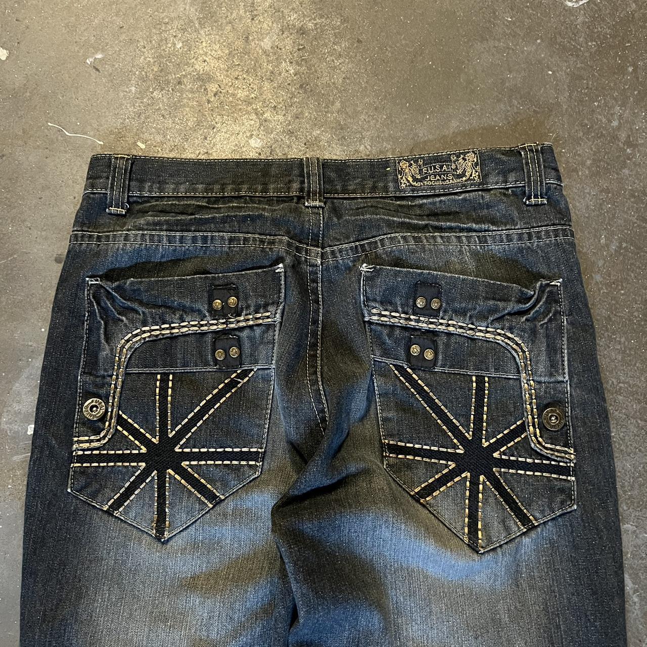 Y2K Fusai jeans, size 38x32 Crazy detail and fade on... - Depop