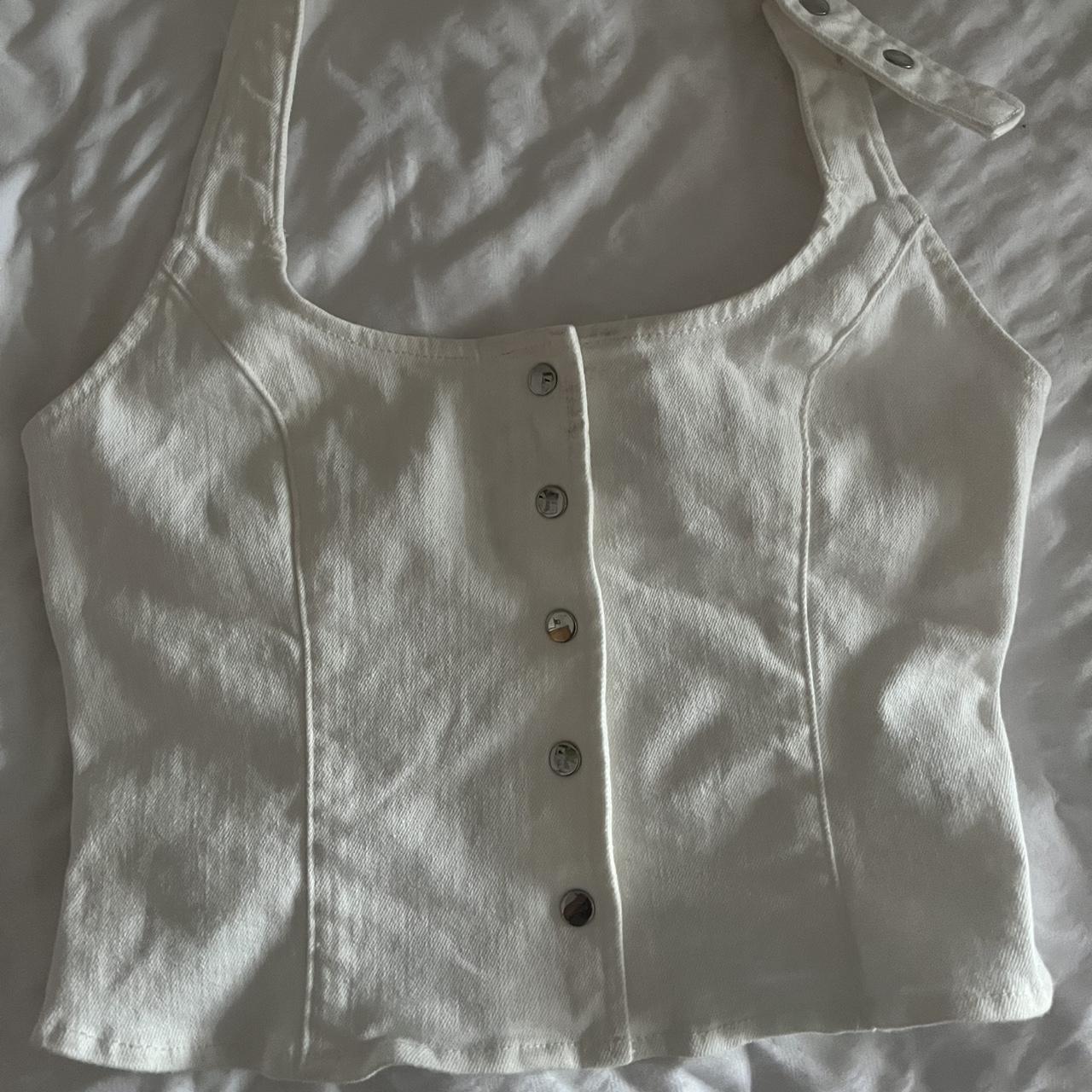 White Glassons halter neck crop top Size 8 Some... | Depop