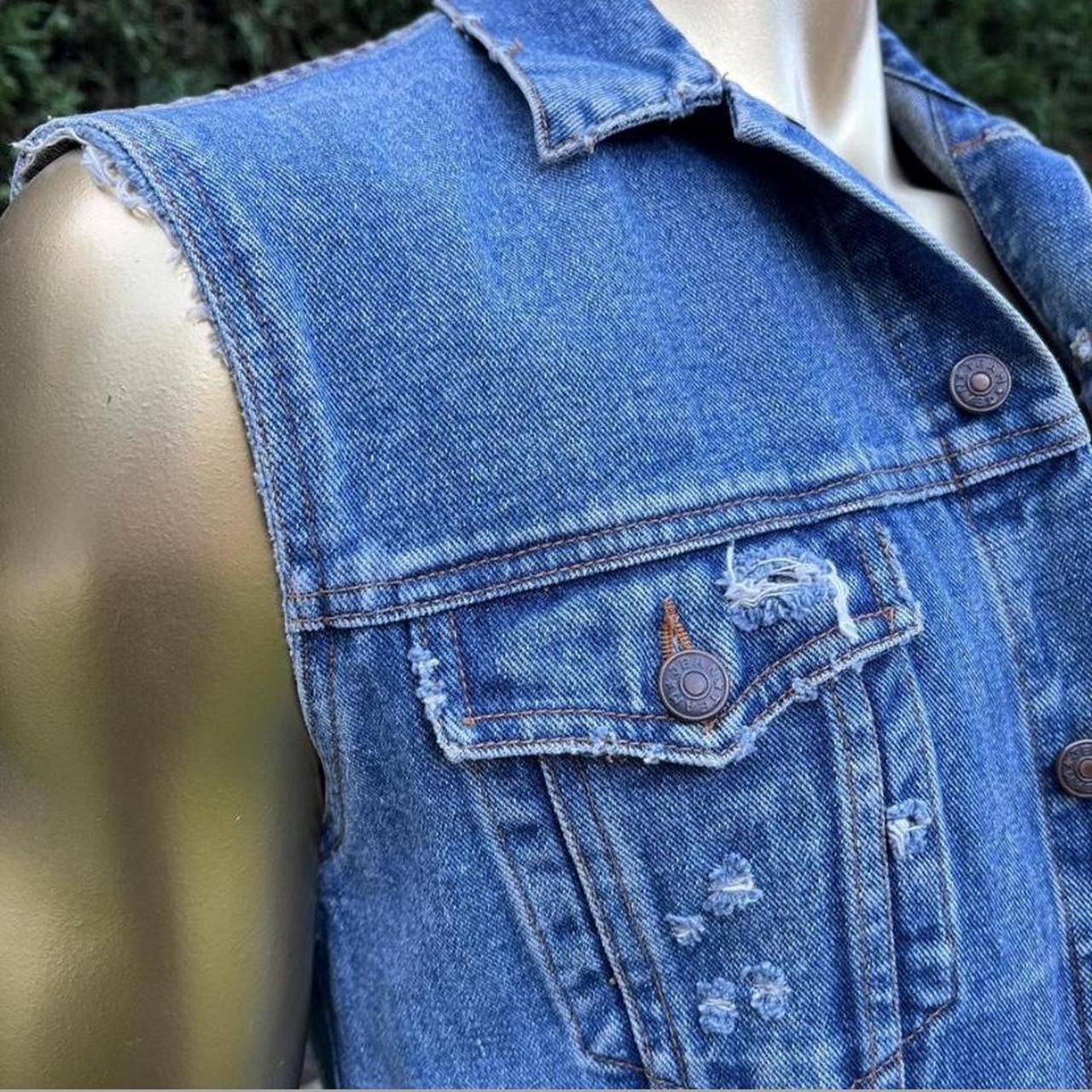 Vintage denim vest Sizing is a M #vintage #denim... - Depop