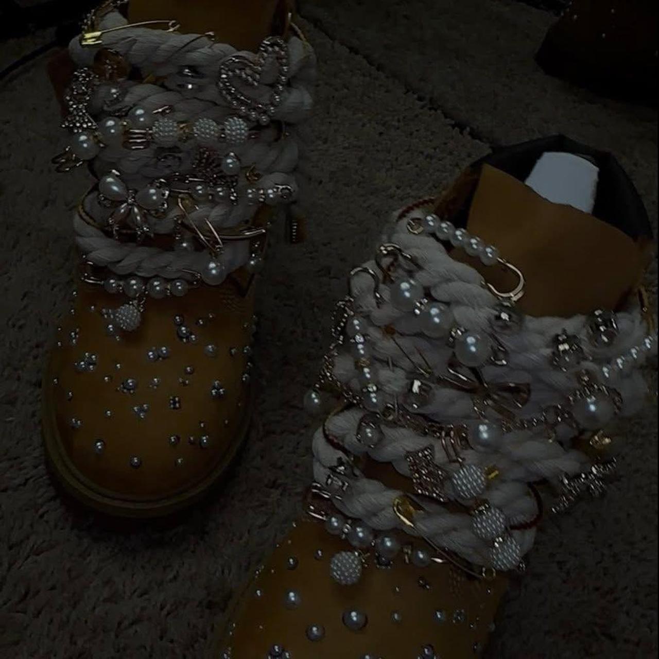 Customized timbs made by me only worn them a couple... | Depop