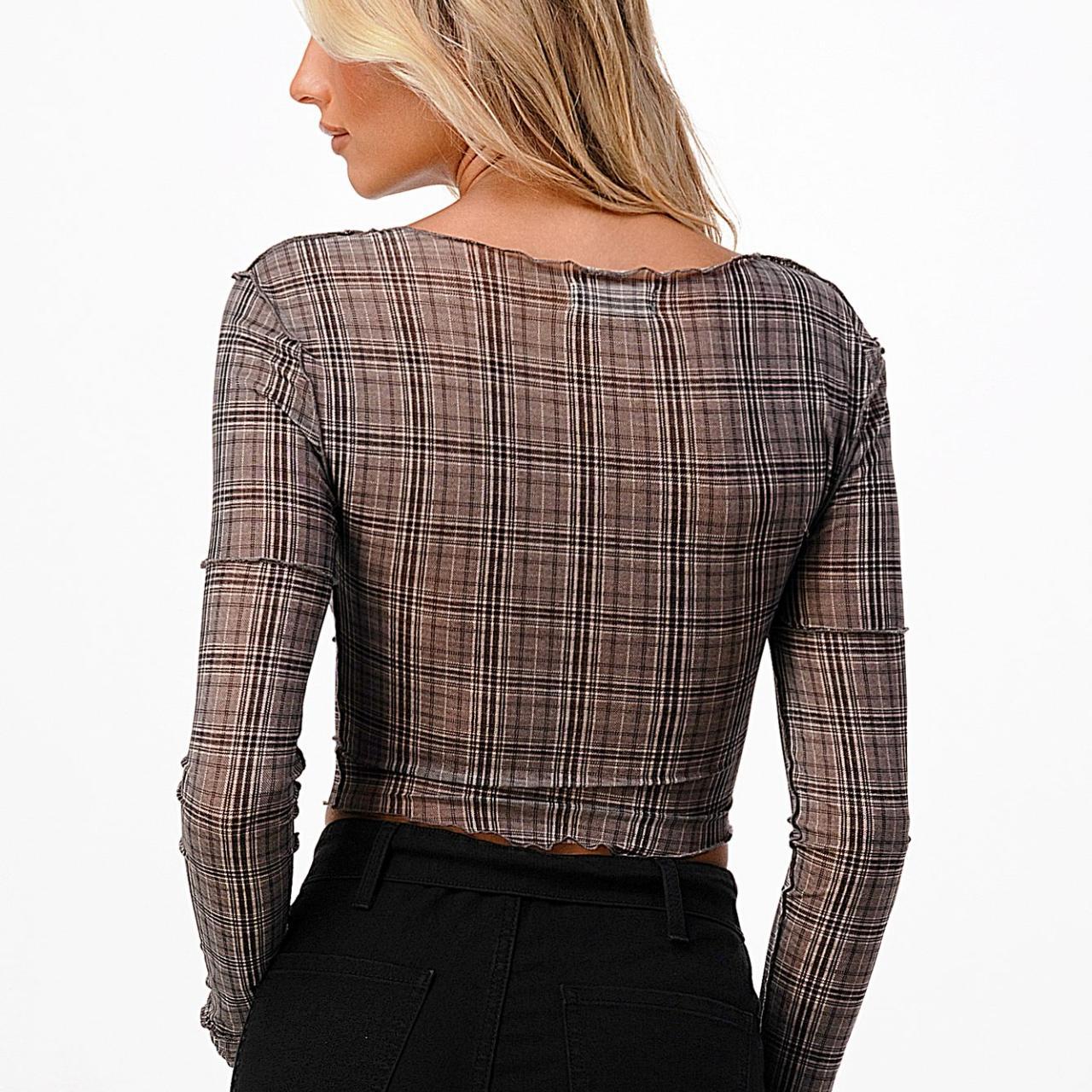 Grey Mesh Top - Depop