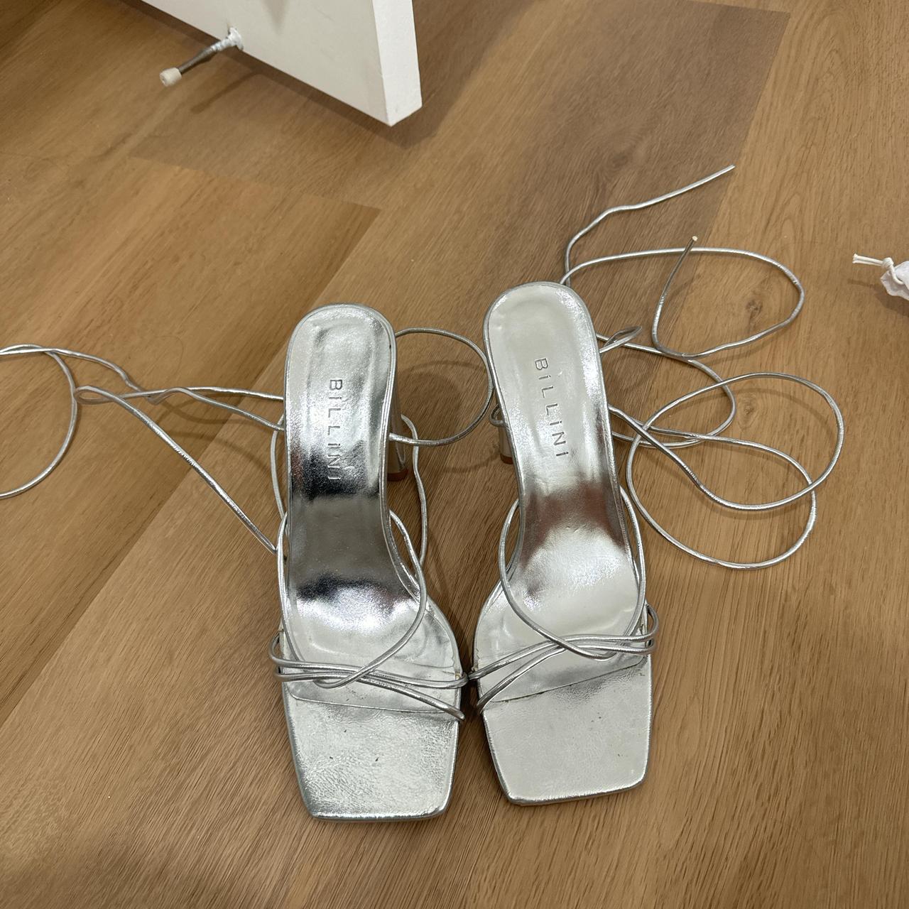 Billini silver heels Great condition Size 6 - Depop