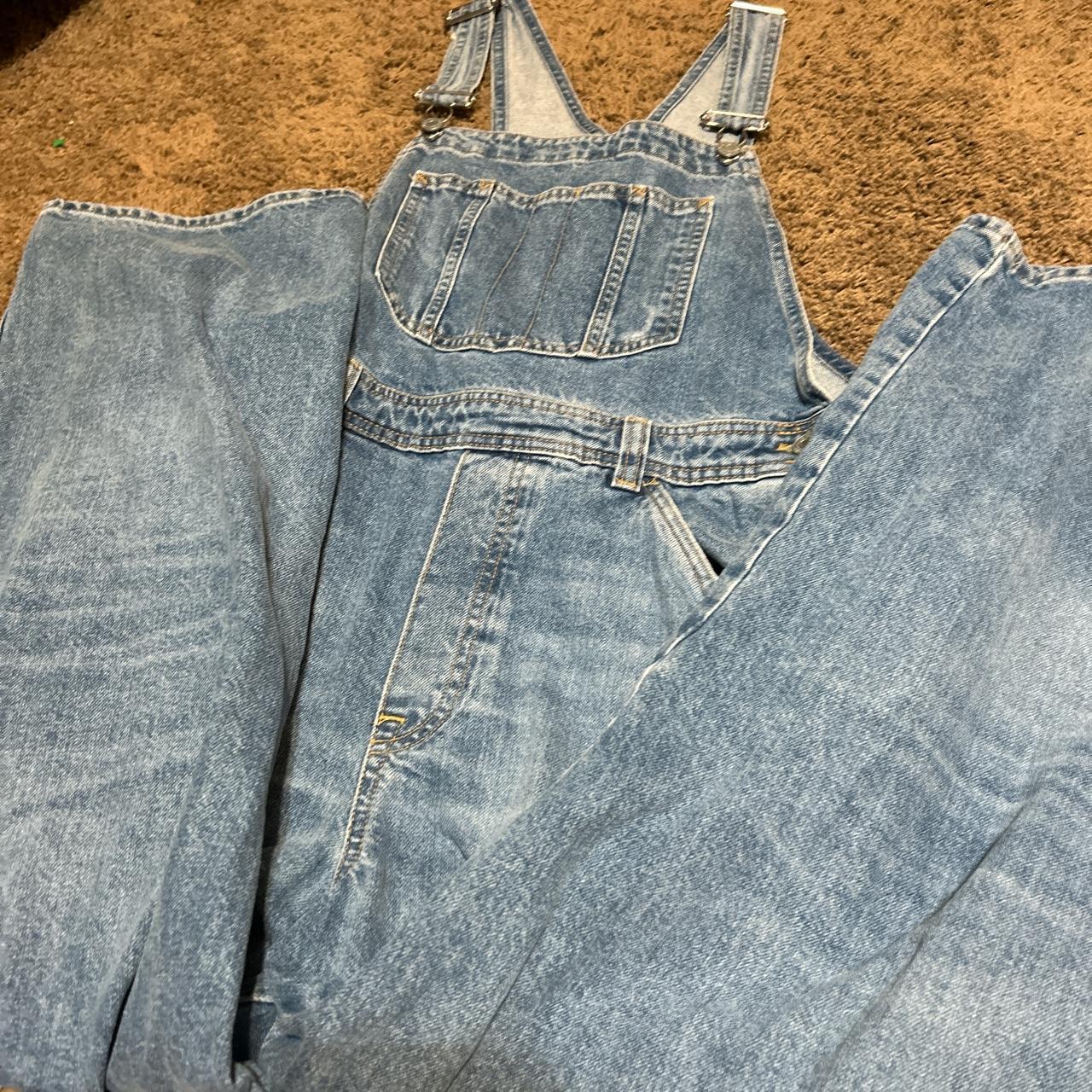 distressed overalls - has some rips in the knees,... - Depop