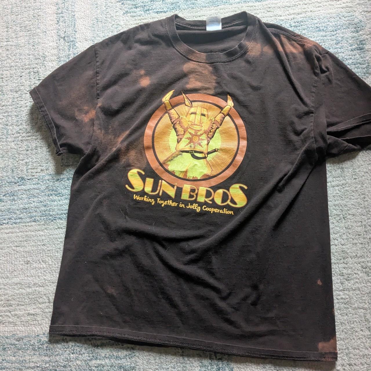vintage large sun bros brown t shirt, cool bleach... | Depop