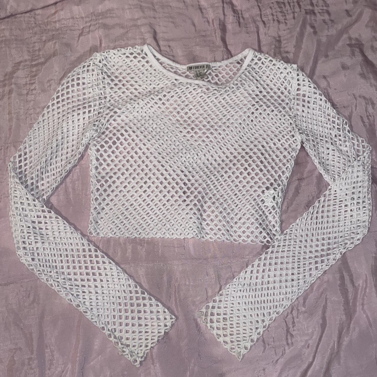fishnet cropped long sleeve - Depop